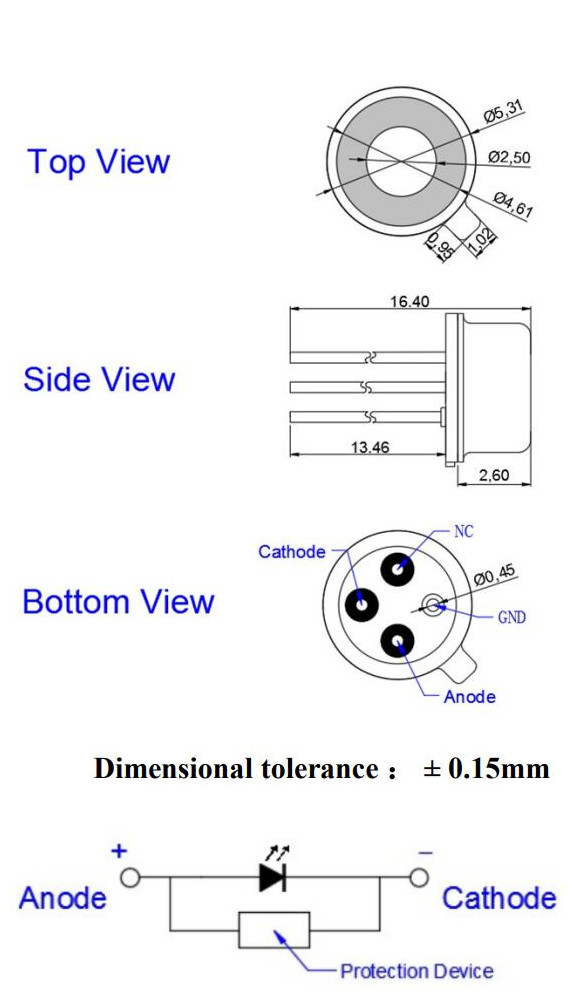 UVC Deep Ultraviolet Light 3-8mW To46 Header 254nm 255nm 260nm For ...